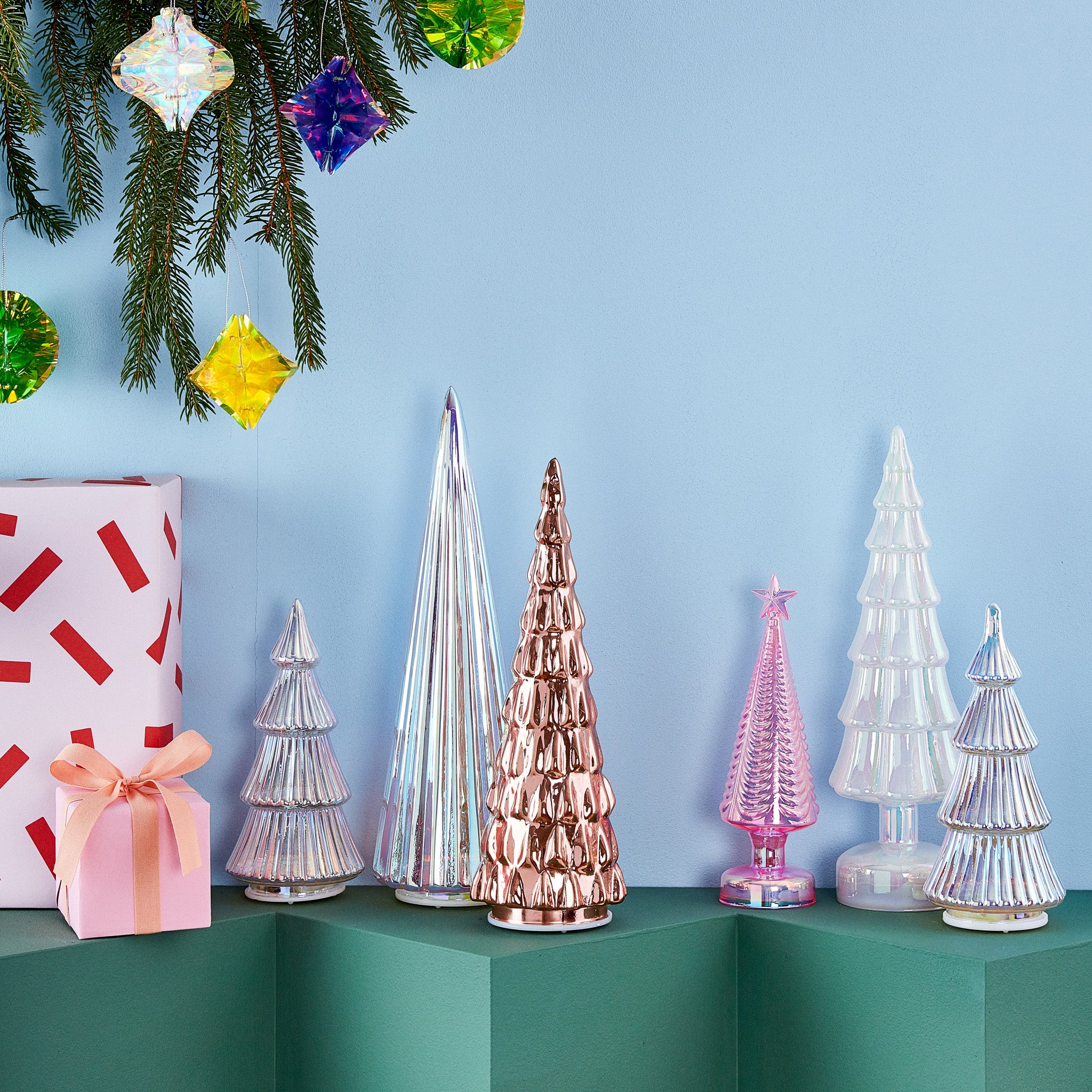 MoMA LED Glass Lighted Tree- Large - Teal Iridescent – MoMA Design Store