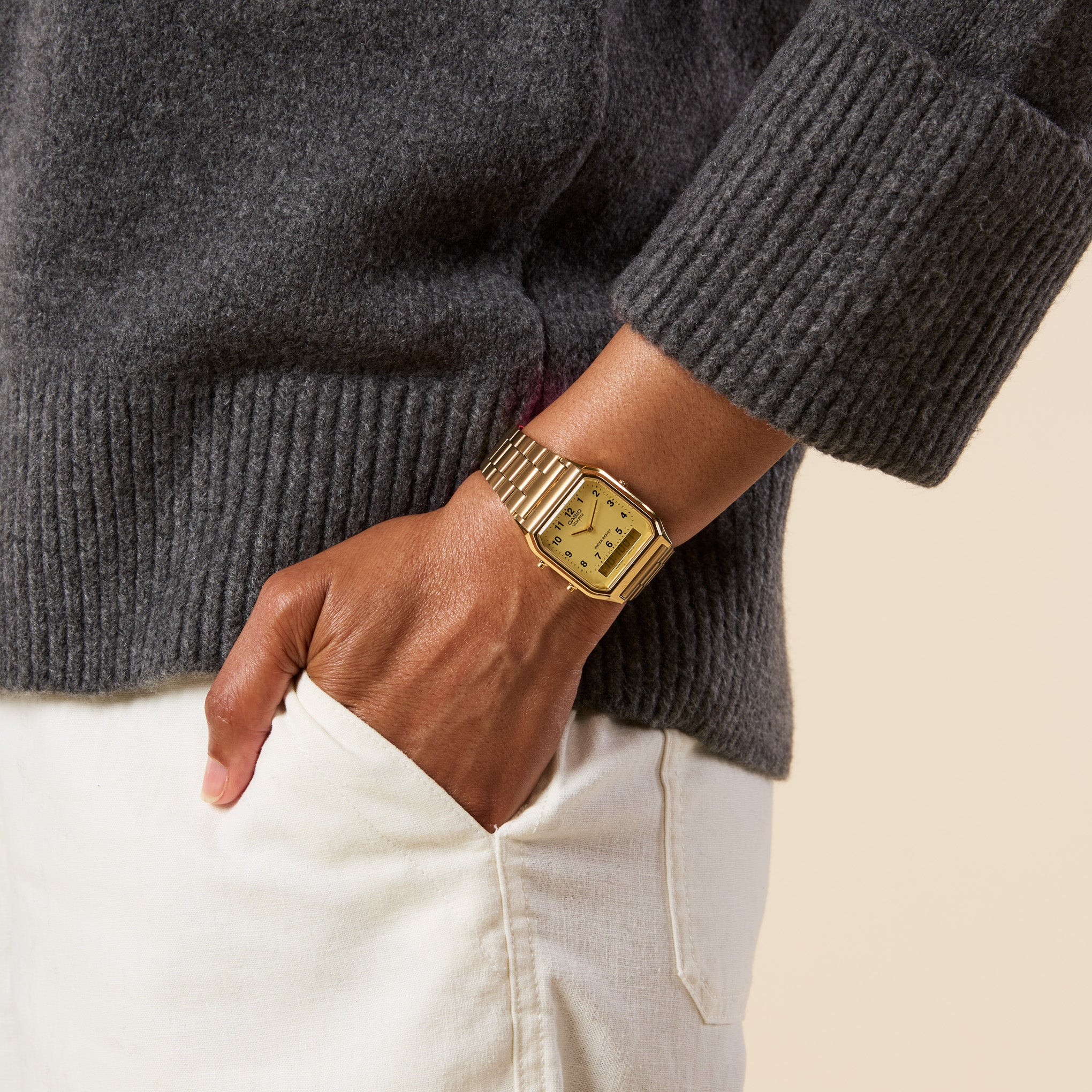 Casio AQ230 Analog Digital Watch - Gold – MoMA Design Store