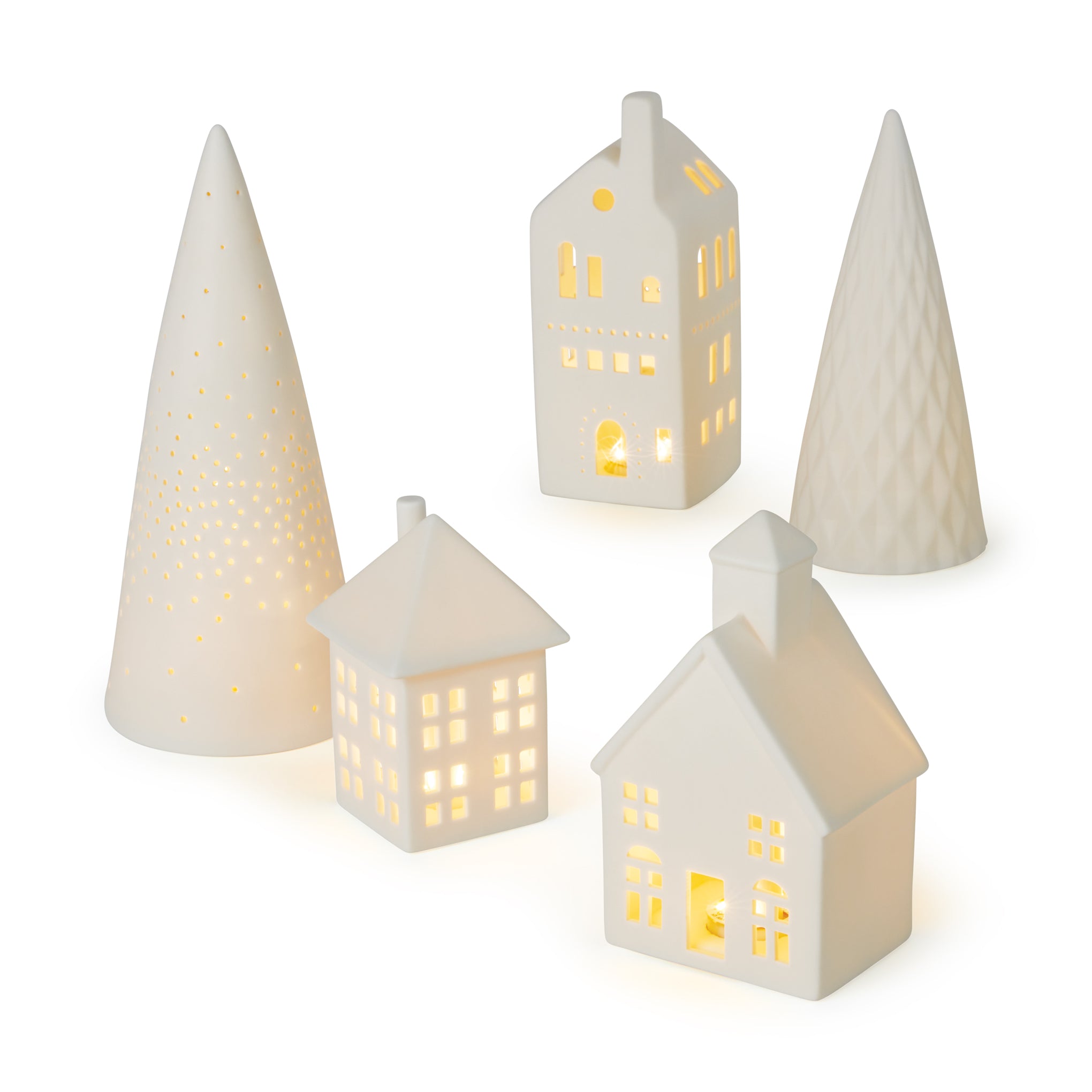 LED Lighted Ceramic Modern Village - Set of 5 – MoMA Design Store