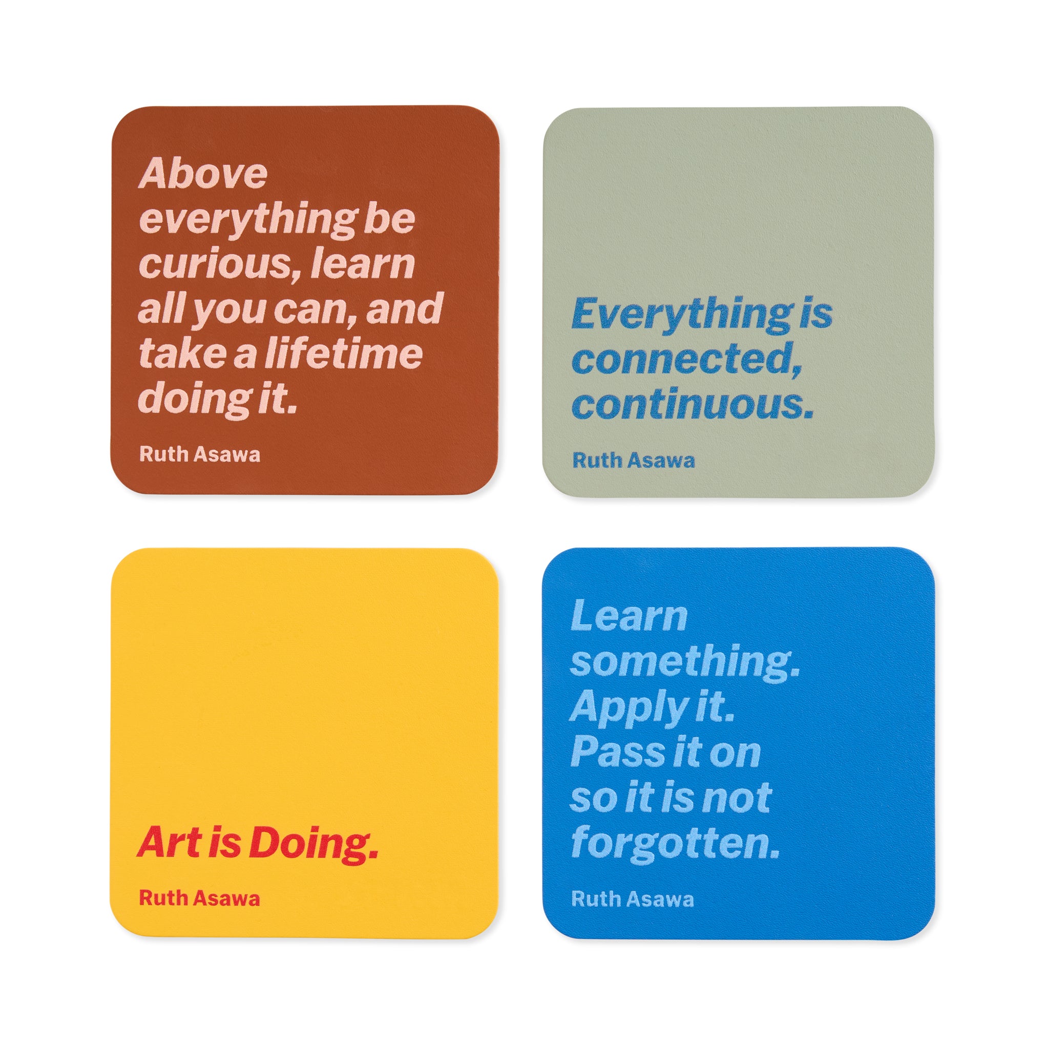 Ruth Asawa Recycled Leather Quote Coasters - Set of 4 - Ruth Asawa ...