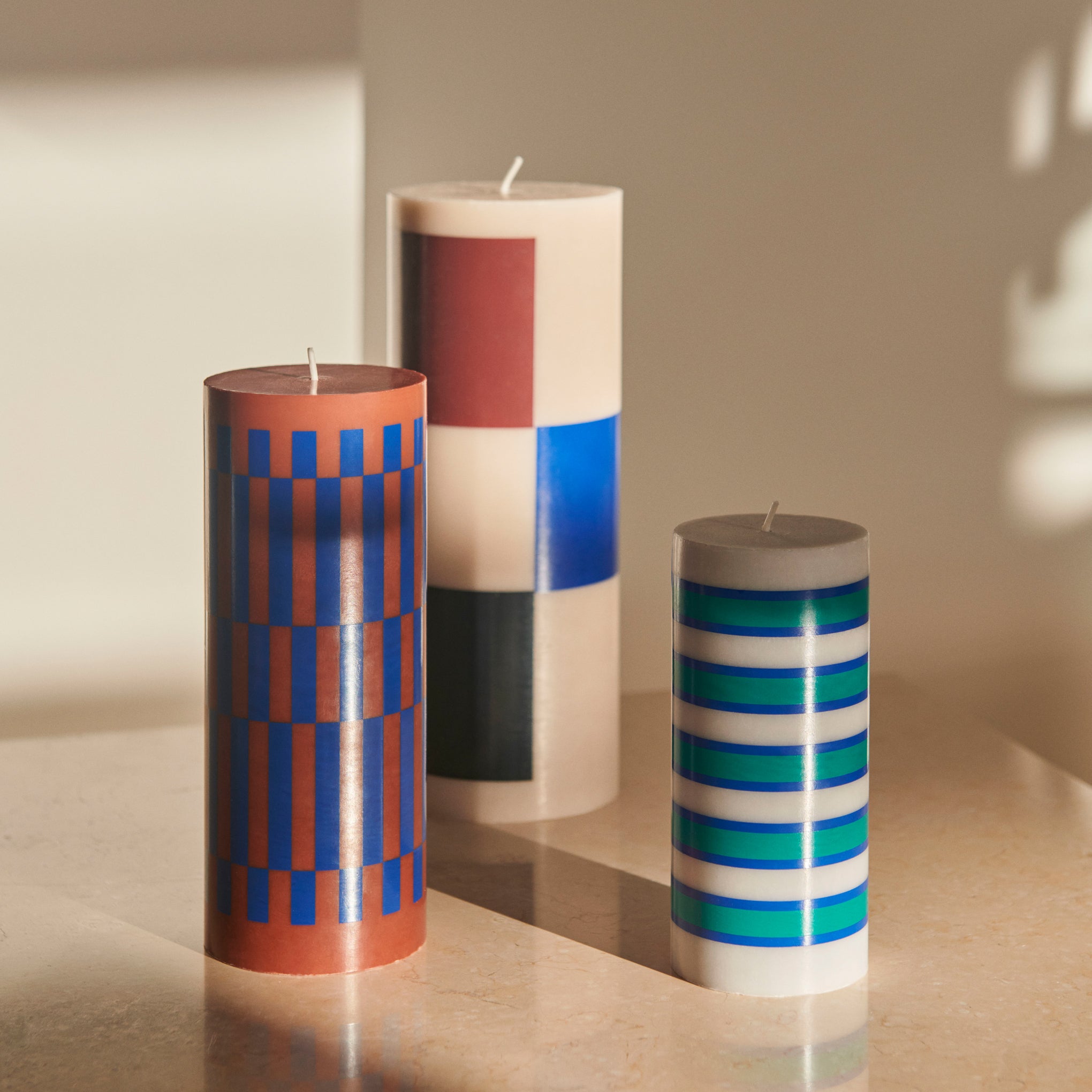 HAY Pattern Column Candle - Light Gray/ Blue/ Green – MoMA Design Store