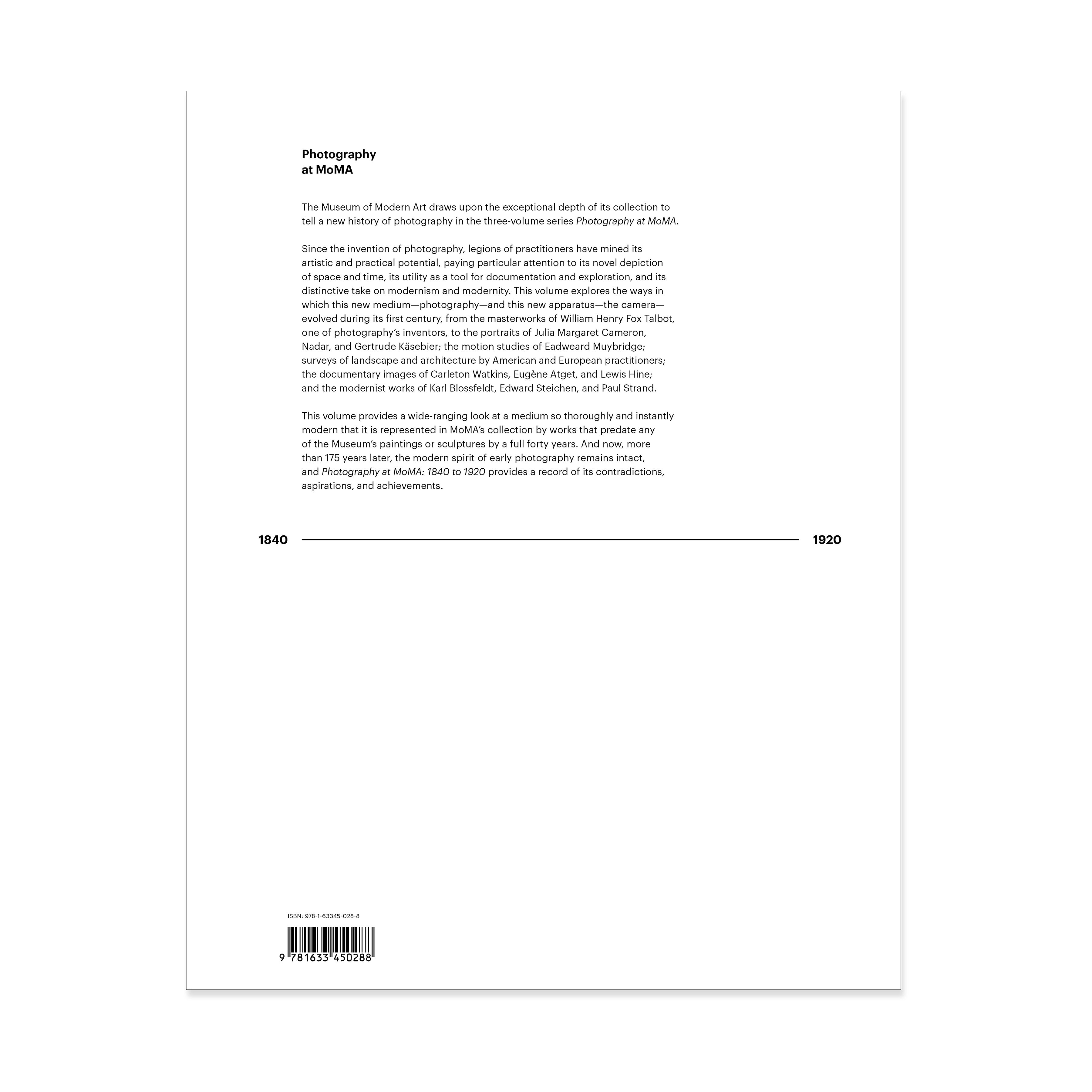 Photography at MoMA: 1840 to 1920 - Hardcover – MoMA Design Store