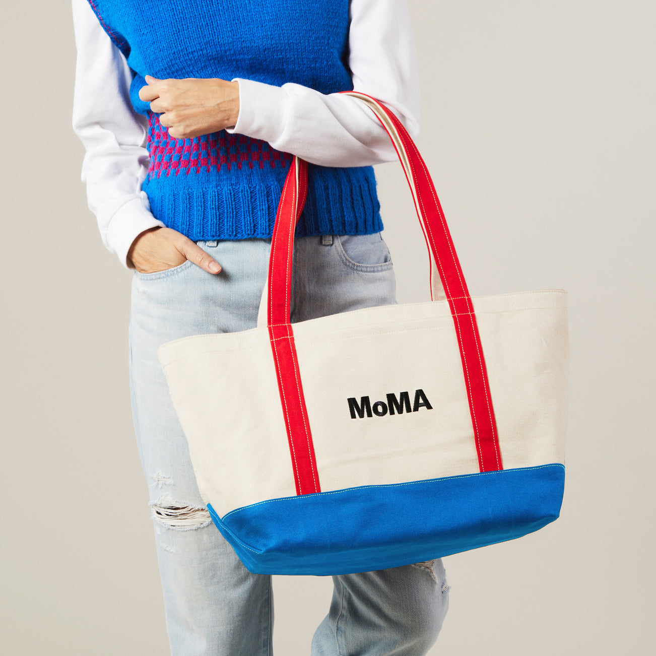 MoMA Baggu Heavyweight Canvas Tote - Red/ Blue – MoMA Design Store