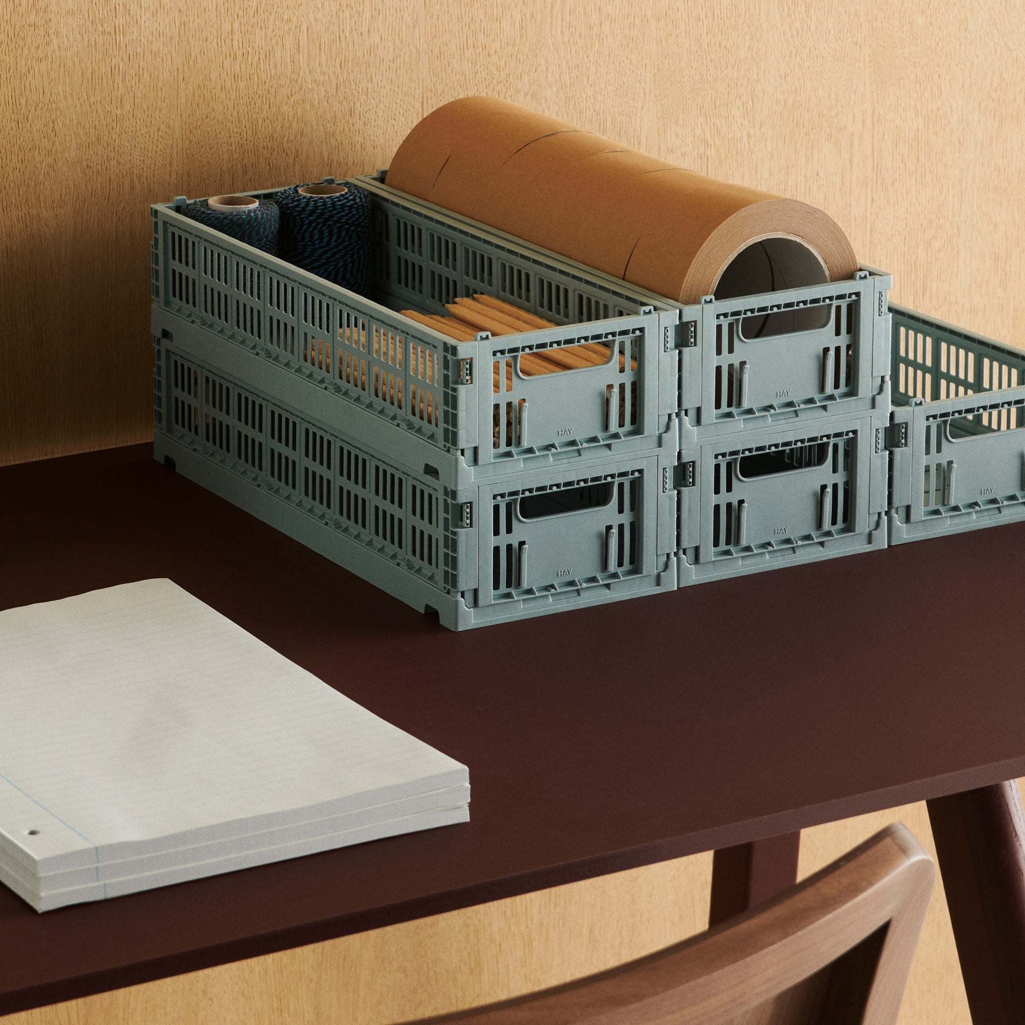 HAY Recycled Plastic Collapsible Color Crate - Dusty Blue – MoMA Design ...