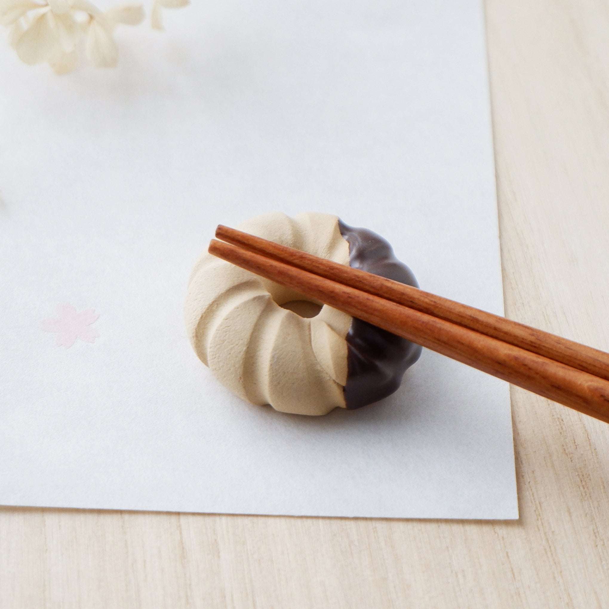 Japanese Ceramic Food Chopsticks Rest - Chocolate French Crueller ...